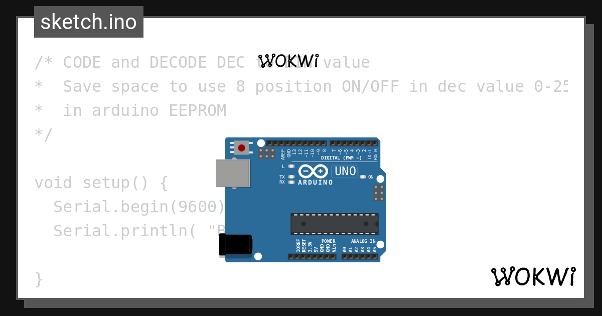 Binary Storage 01 Save As Dec Wokwi Esp32 Stm32 Arduino Simulator