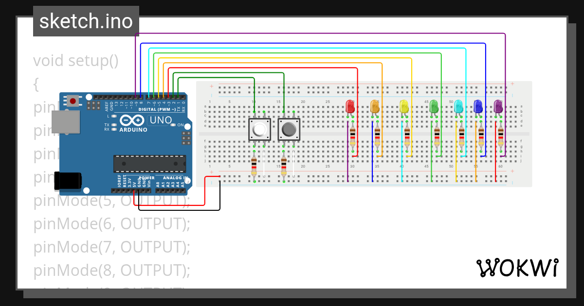 หลอดไฟ7สี Wokwi Esp32 Stm32 Arduino Simulator 8371