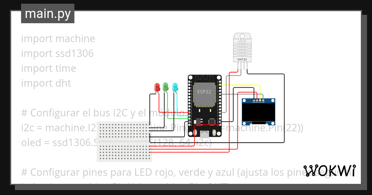 DHT22+LEDS - Wokwi ESP32, STM32, Arduino Simulator