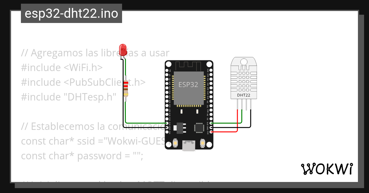 ESP32 WITH DHT22 - Wokwi ESP32, STM32, Arduino Simulator