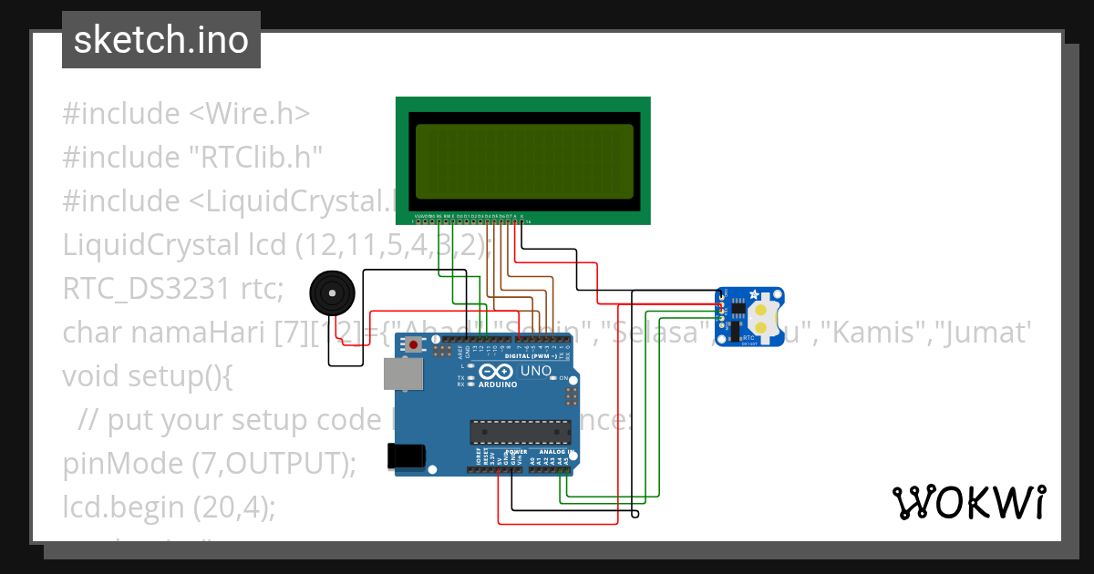 LED 20X4 - Wokwi ESP32, STM32, Arduino Simulator