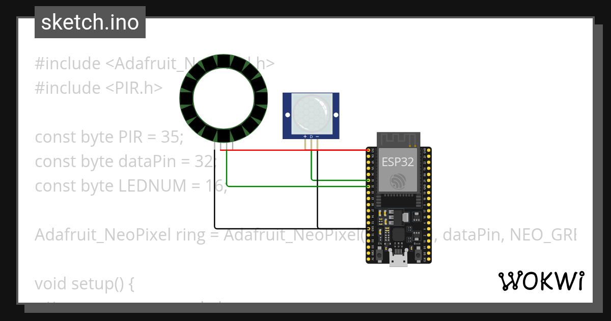 C262 PIR Sensor - Wokwi ESP32, STM32, Arduino Simulator
