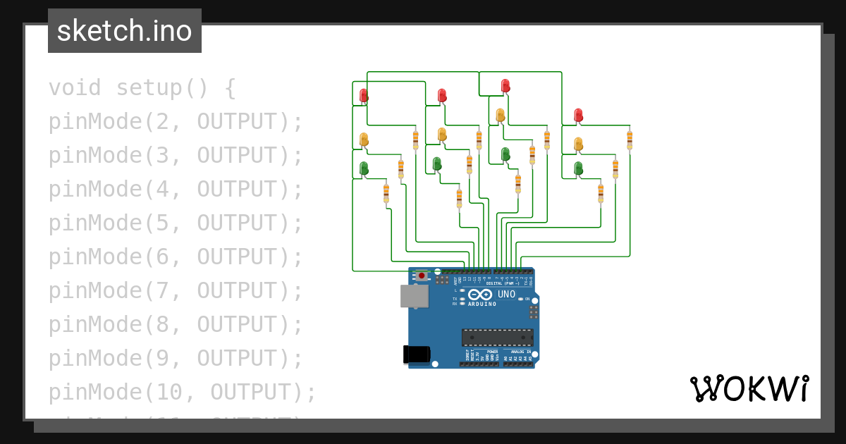 จราจร Copy1 Wokwi Esp32 Stm32 Arduino Simulator