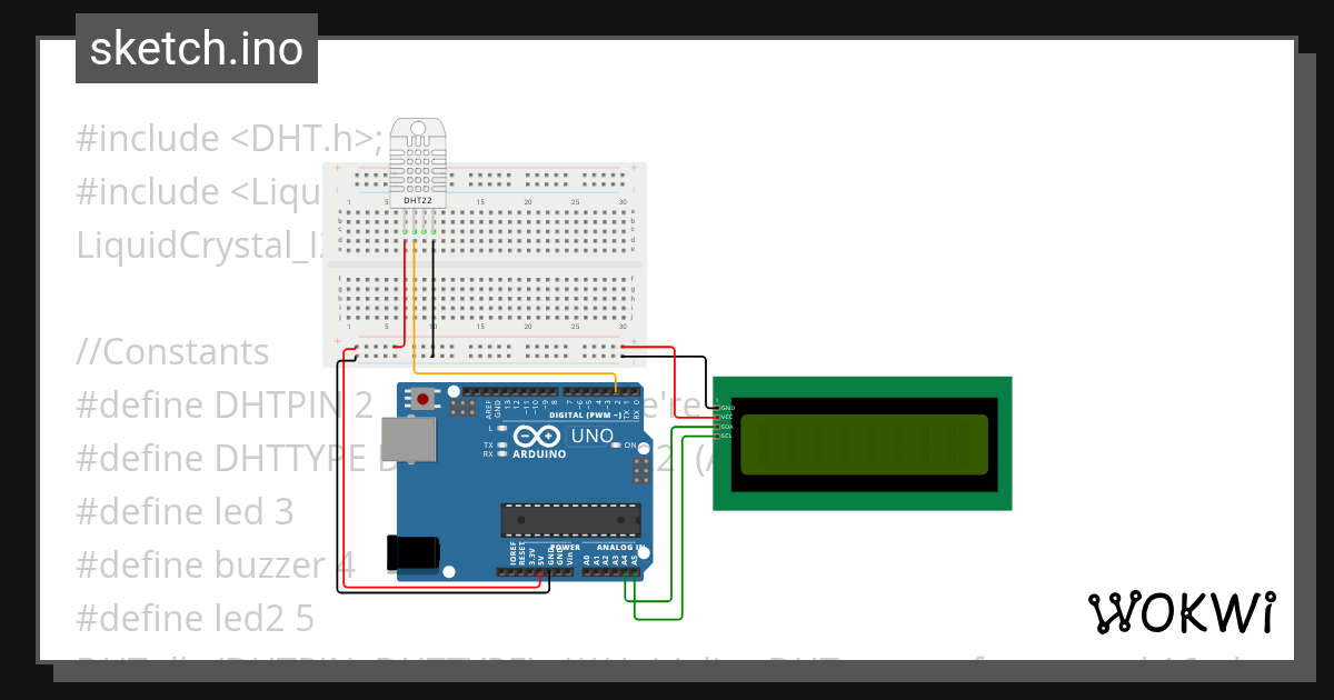 DTH22 sensor with LCD Copy - Wokwi ESP32, STM32, Arduino Simulator
