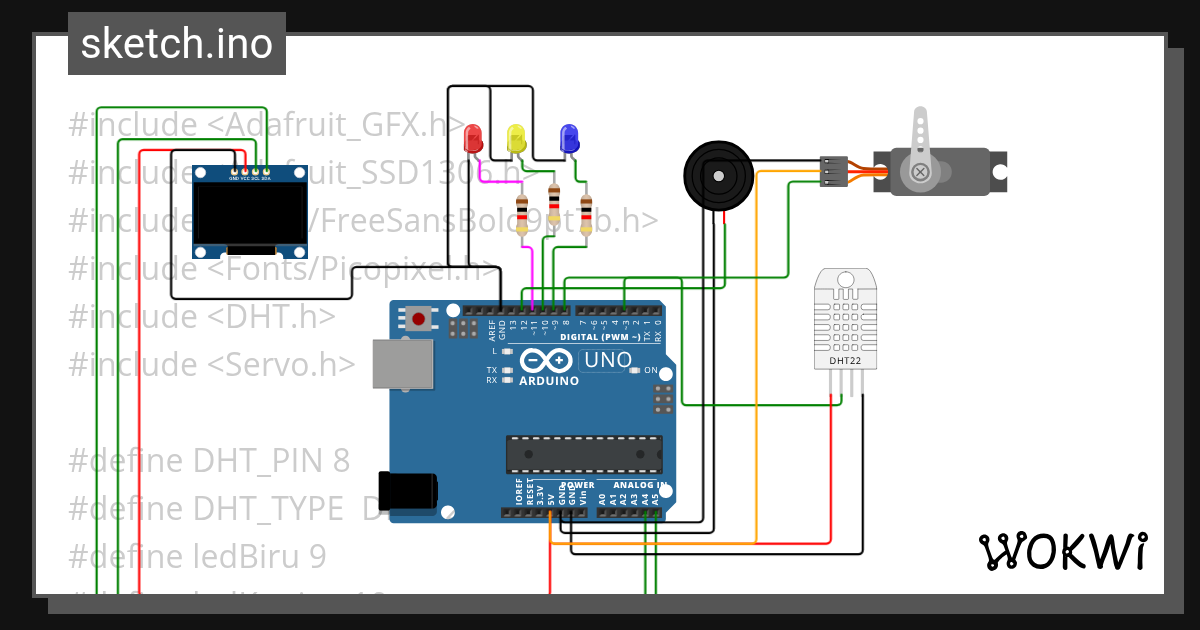 mendeteksi suhu dan kelembaban - Wokwi ESP32, STM32, Arduino Simulator