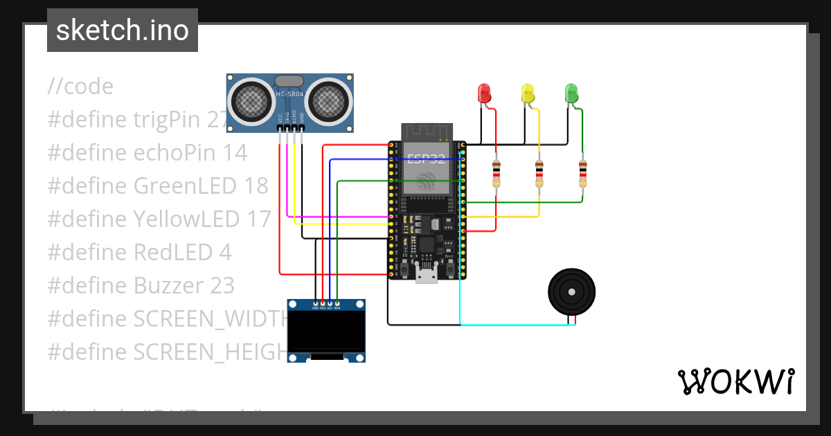 distance warning - Wokwi ESP32, STM32, Arduino Simulator