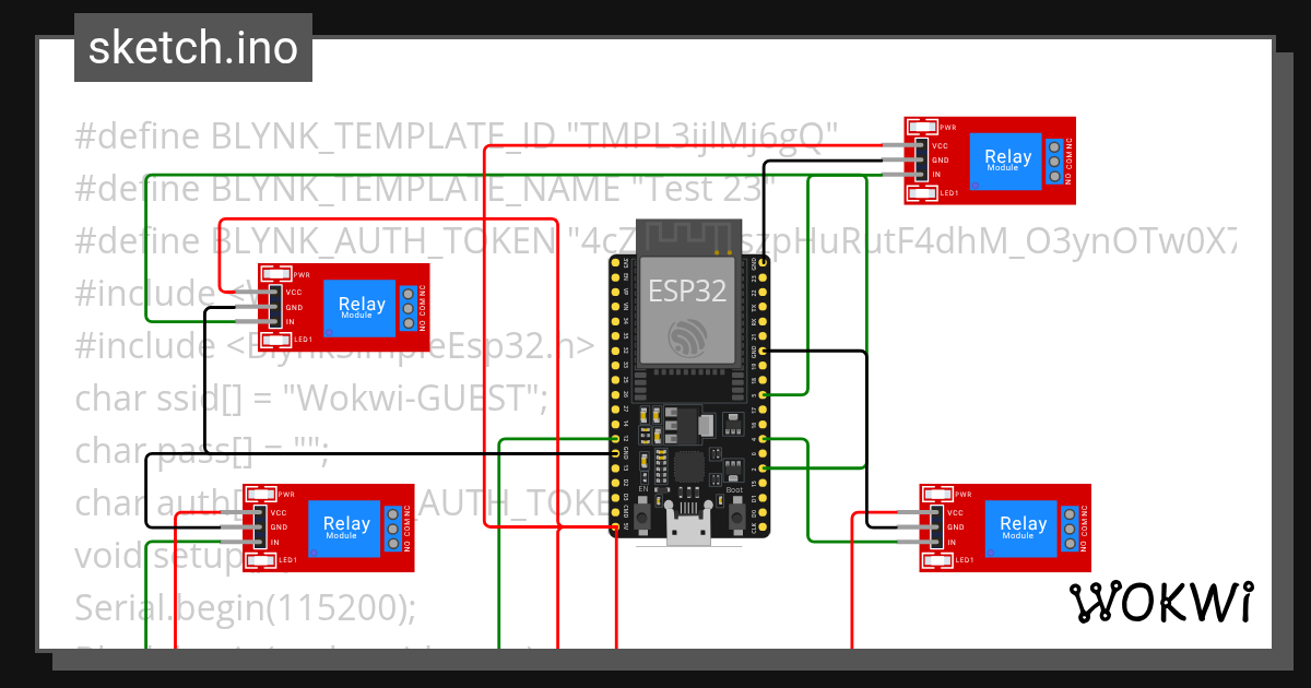 4 relay 09 - Wokwi ESP32, STM32, Arduino Simulator