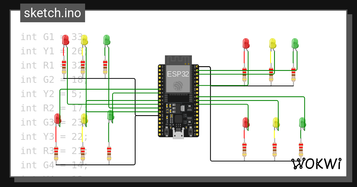 สอบไฟจราจร Wokwi Esp32 Stm32 Arduino Simulator 