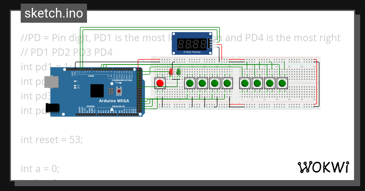 4 digit pin security system v2 - Wokwi ESP32, STM32, Arduino Simulator