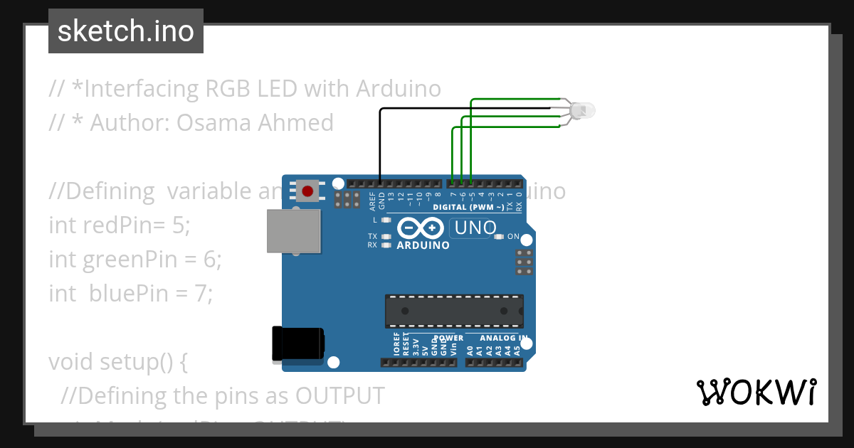 Arduino RGB Led - Wokwi ESP32, STM32, Arduino Simulator