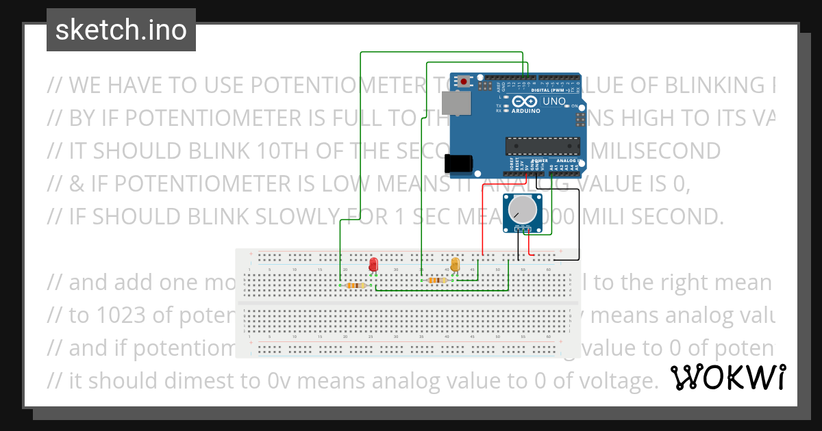 learning arduino assignment on potentiometer - Wokwi ESP32, STM32, Arduino Simulator