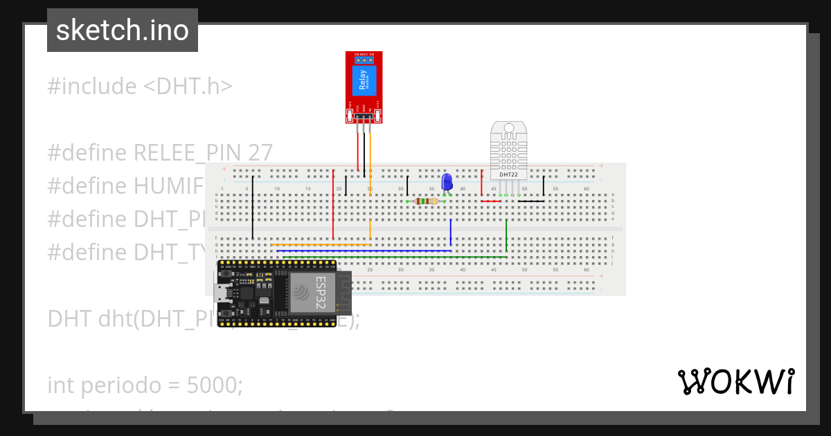 Relee y Humificador con DHT21 - Wokwi ESP32, STM32, Arduino Simulator