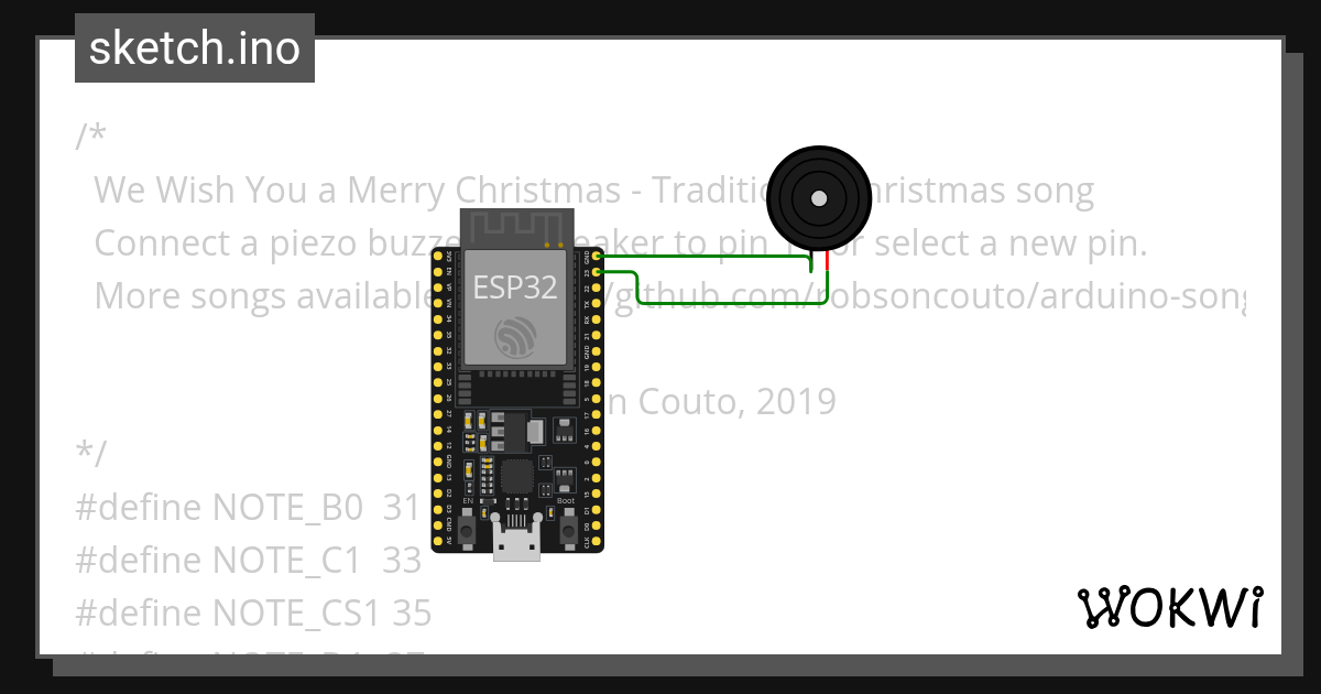 MERRY CHRISMAS TUNE - Wokwi ESP32, STM32, Arduino Simulator