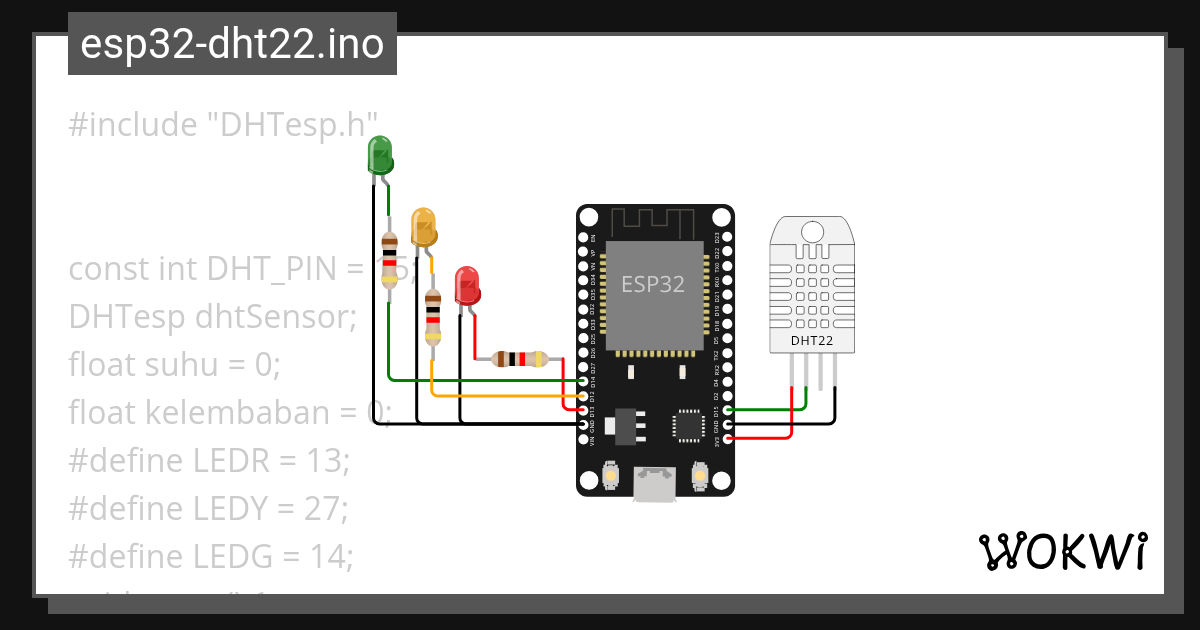 ESP32 DHT22 Monitoring Gemilang - Wokwi ESP32, STM32, Arduino Simulator