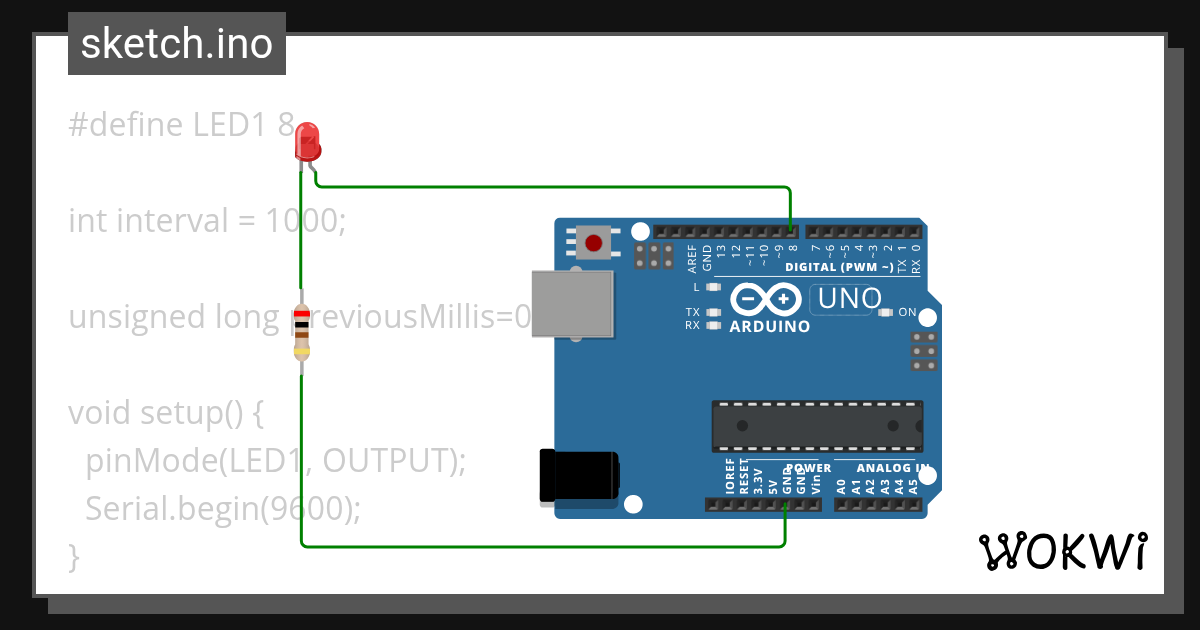 1 ledka - Wokwi ESP32, STM32, Arduino Simulator