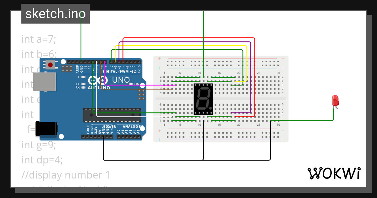 Single digit display - Wokwi ESP32, STM32, Arduino Simulator