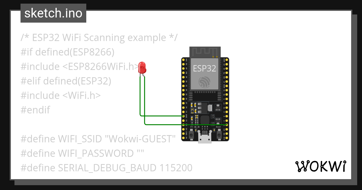 Scan WiFi - Wokwi ESP32, STM32, Arduino Simulator