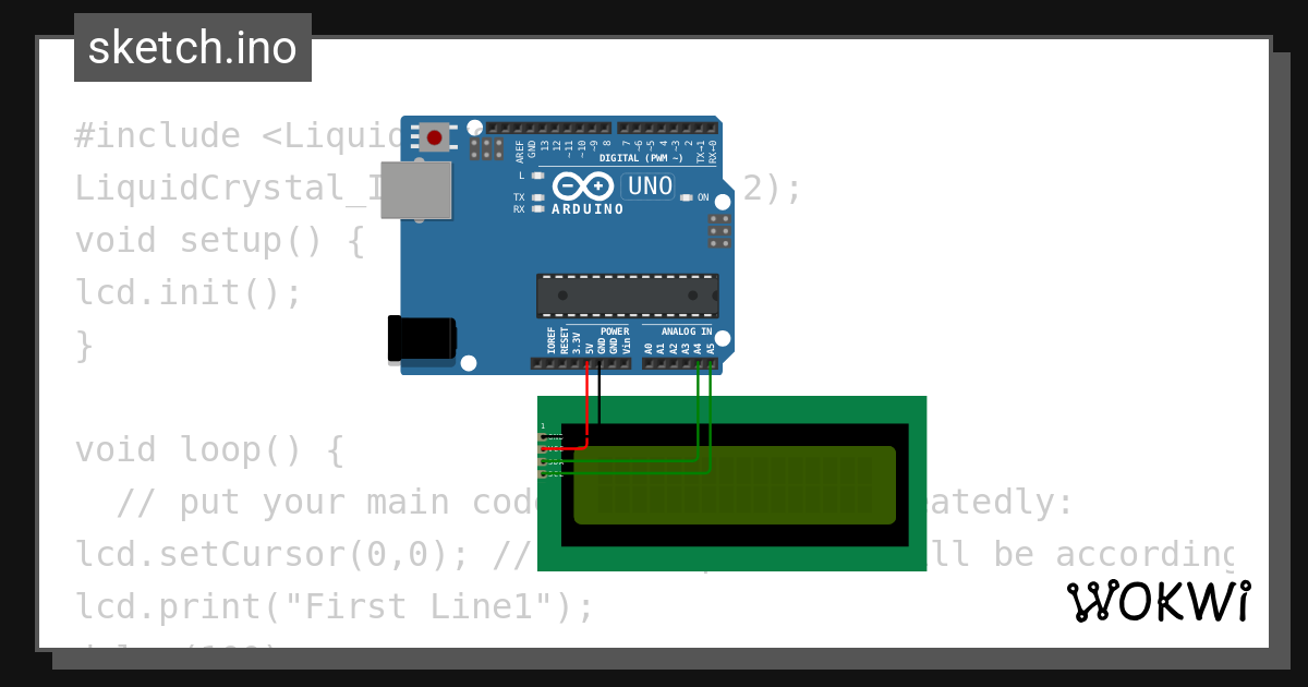 Arduino Lcd Scrolling Text Using For Loop Zoran Zafirov Wokwi Esp32 Stm32 Arduino Simulator