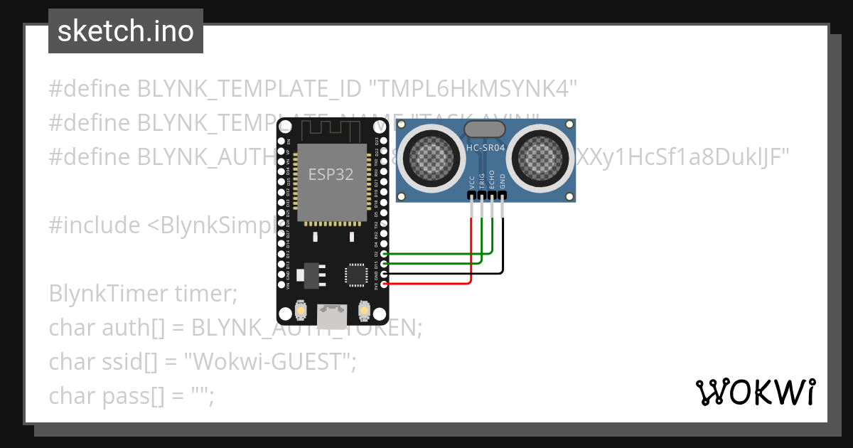 sensor ultrasonik - Wokwi ESP32, STM32, Arduino Simulator