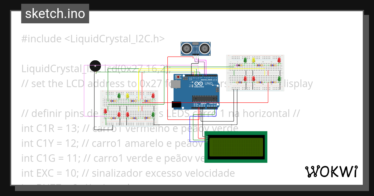 Traffic Light Sensor Speed - Wokwi ESP32, STM32, Arduino Simulator