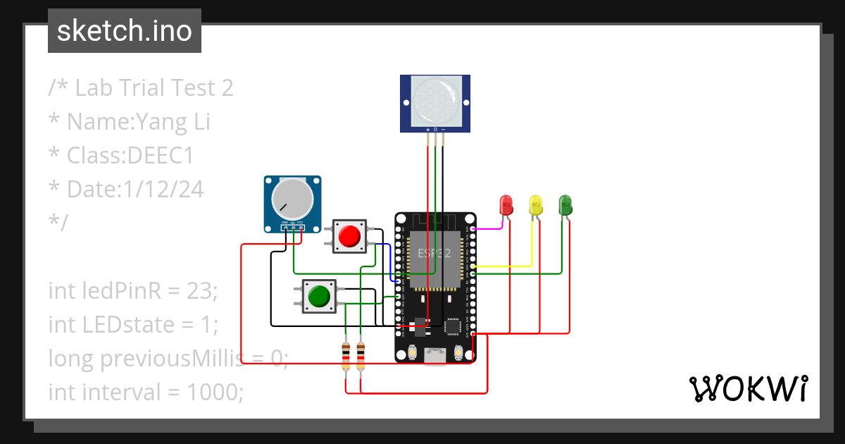 Lab Trial Test 2 D - Wokwi ESP32, STM32, Arduino Simulator