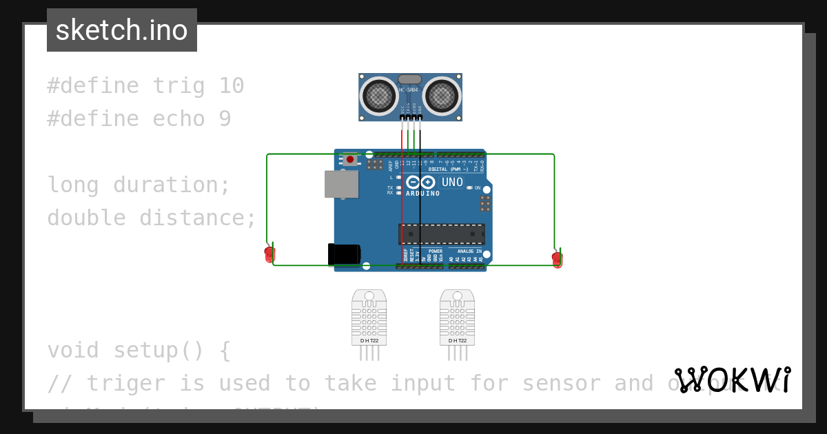 Ultrasonic Distace Sensor Wokwi Esp32 Stm32 Arduino Simulator 6793