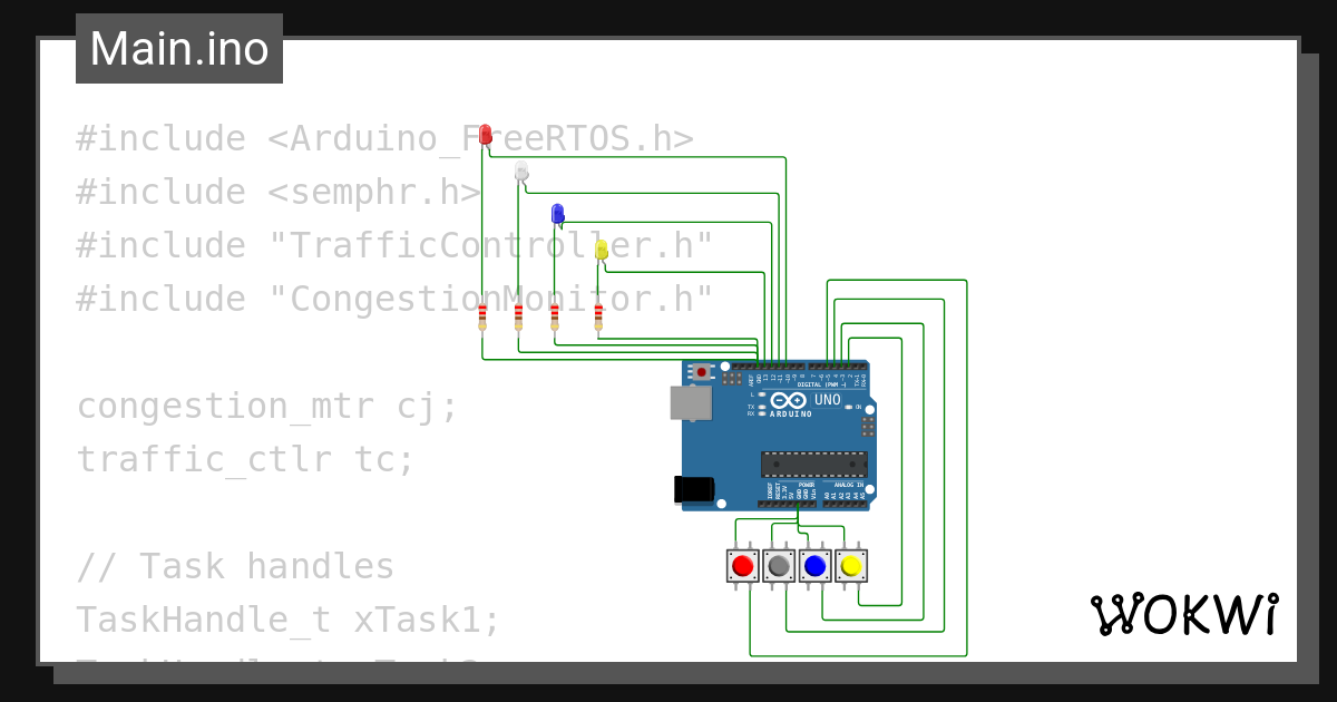 Dynamic Rerouting On Traffic Congestion Wokwi Esp32 Stm32 Arduino Simulator