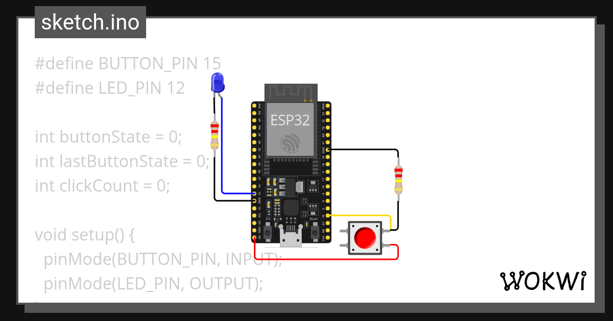 Lập trình chức năng I/O với Led đơn và nút bấm - Wokwi ESP32, STM32 ...