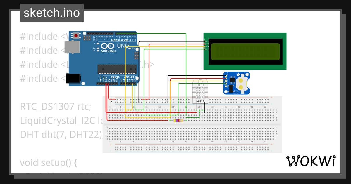 Time temp Lcd - Wokwi ESP32, STM32, Arduino Simulator