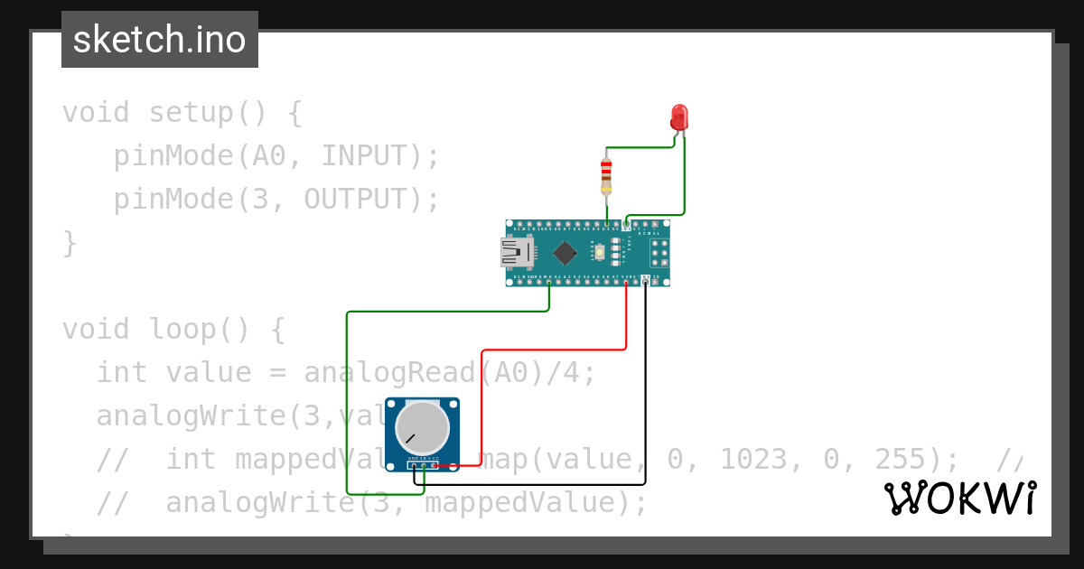 47 Потенциометр и светодиод Wokwi Esp32 Stm32 Arduino Simulator 9757