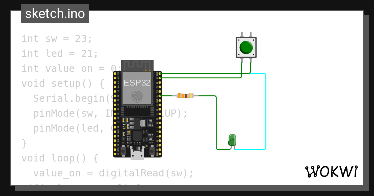 Work Sensor ตั้งเวลา 6วิ Wokwi Esp32 Stm32 Arduino Simulator