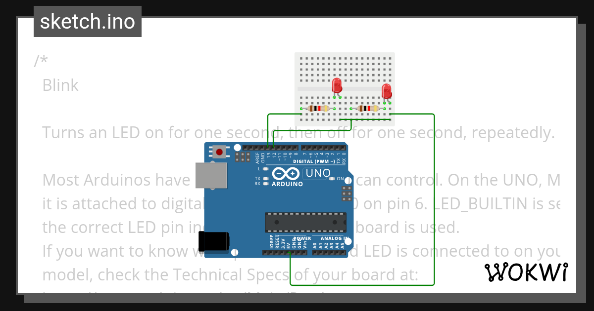 Blink - Wokwi ESP32, STM32, Arduino Simulator