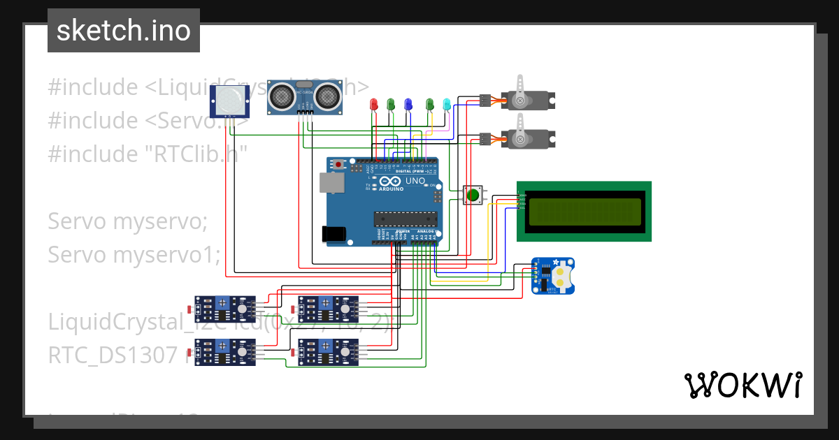 prj30 rtc distance Motion LDR sensor Copy - Wokwi ESP32, STM32, Arduino Simulator