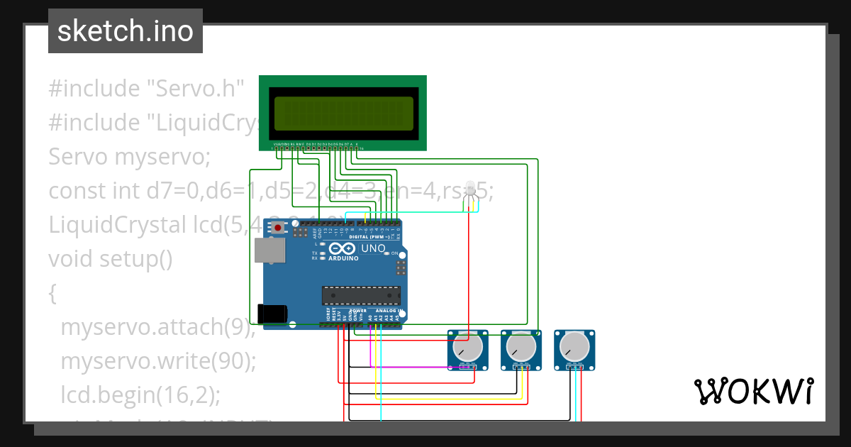 三个电位器控制rgb灯 Wokwi Esp32 Stm32 Arduino Simulator