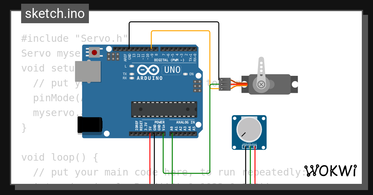 电位器控制舵机转动 Wokwi Esp32 Stm32 Arduino Simulator 