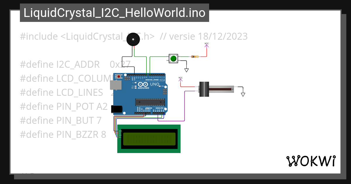LiquidCrystal_I2C_spel Einde Les - Wokwi ESP32, STM32, Arduino Simulator