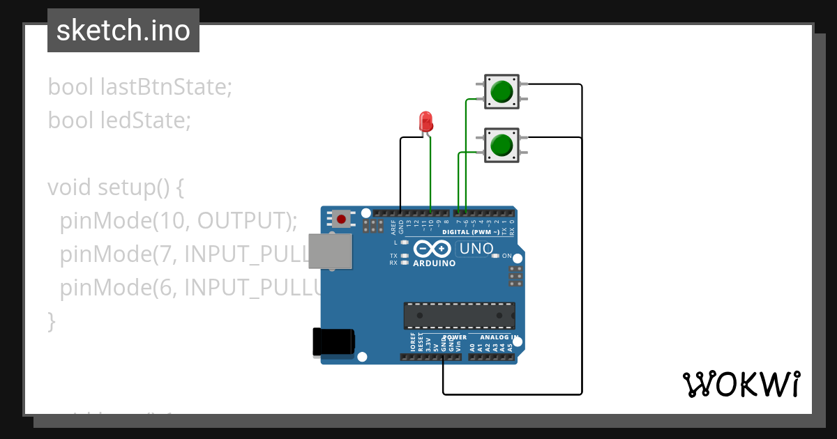gumb ki prizge ugasne luc 2 gumba - Wokwi ESP32, STM32, Arduino Simulator gumb ki prizge ugasne luc 2 gumba - Wokwi ESP32, STM32, Arduino Simulator