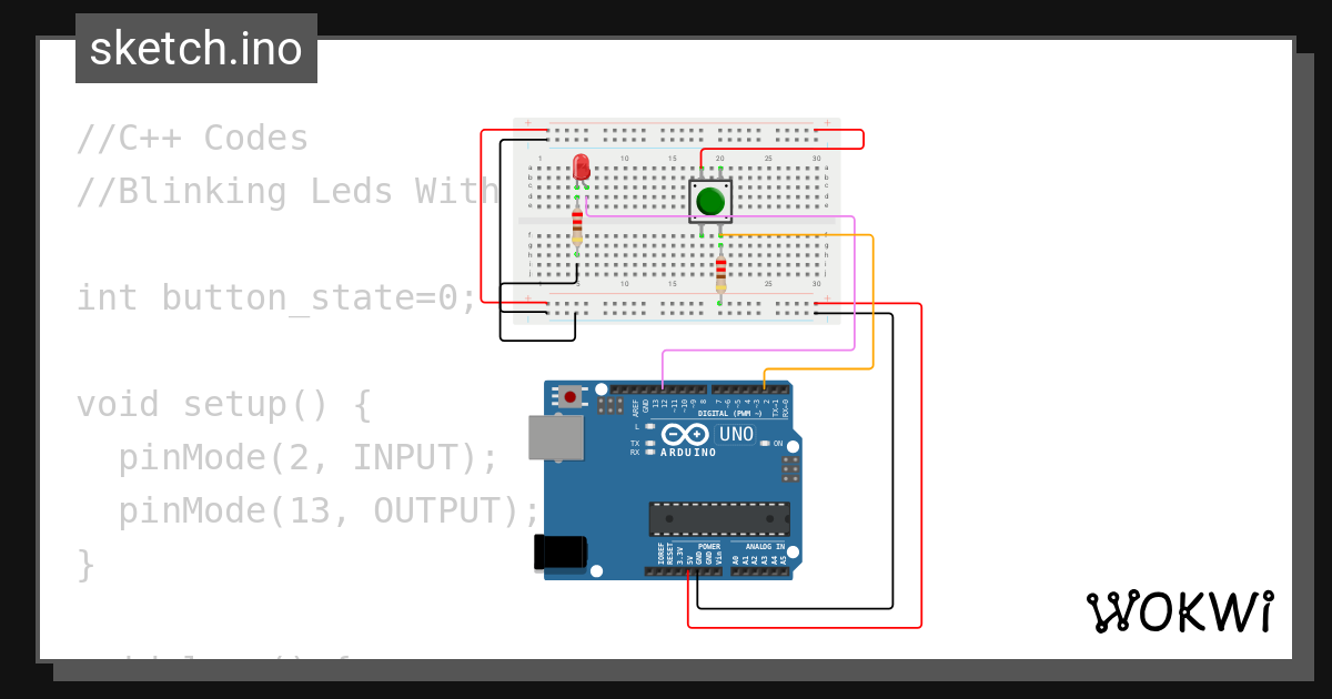 Blinking Leds With Push Button Wokwi Esp32 Stm32 Arduino Simulator
