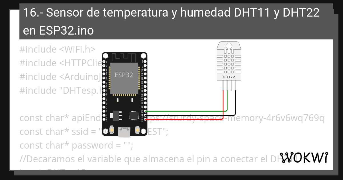 01 - Sensor de temperatura y humedad DHT11 y DHT22 en ESP32, POST CodeSpace - Wokwi ESP32, STM32 ...