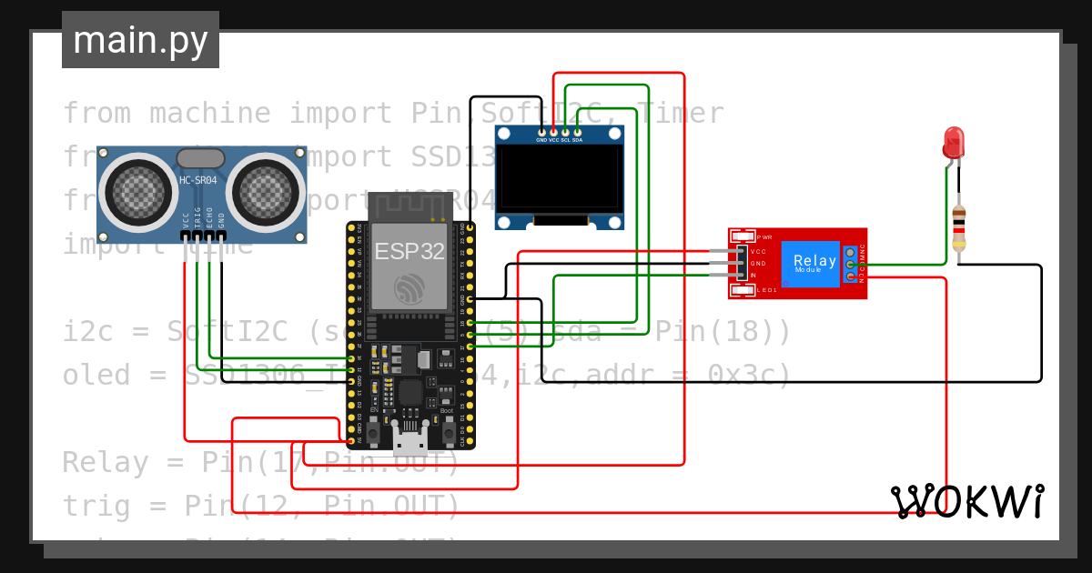 20240116 基于超声波的主灯控制 Wokwi Esp32 Stm32 Arduino Simulator 9604