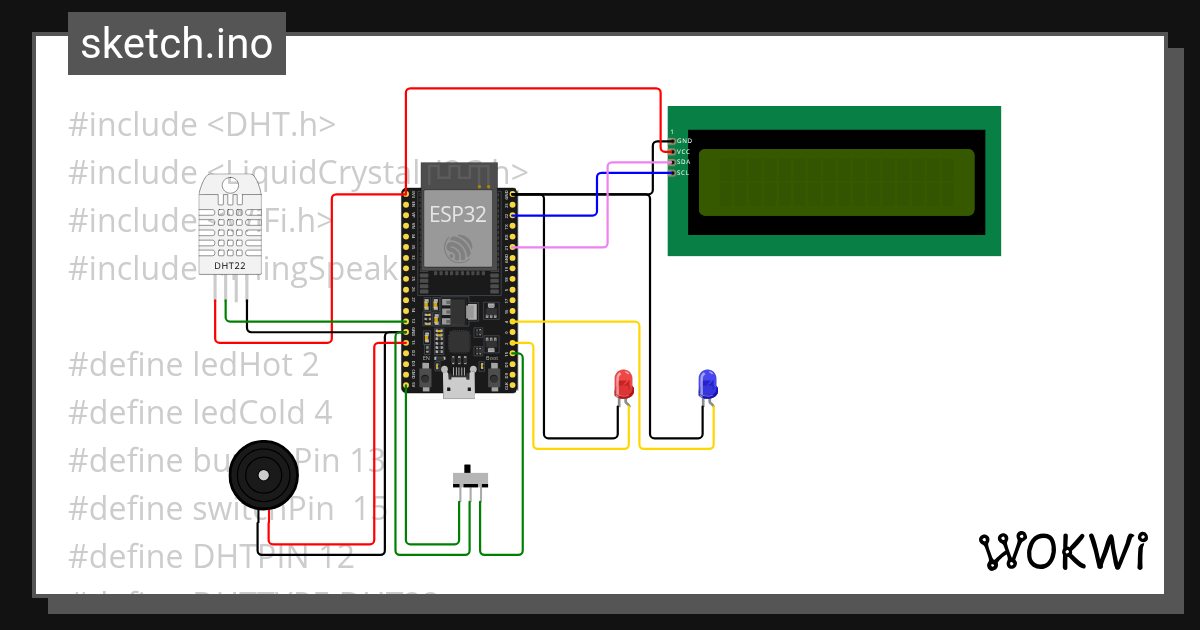 ESP32 monitorin temp - Wokwi ESP32, STM32, Arduino Simulator