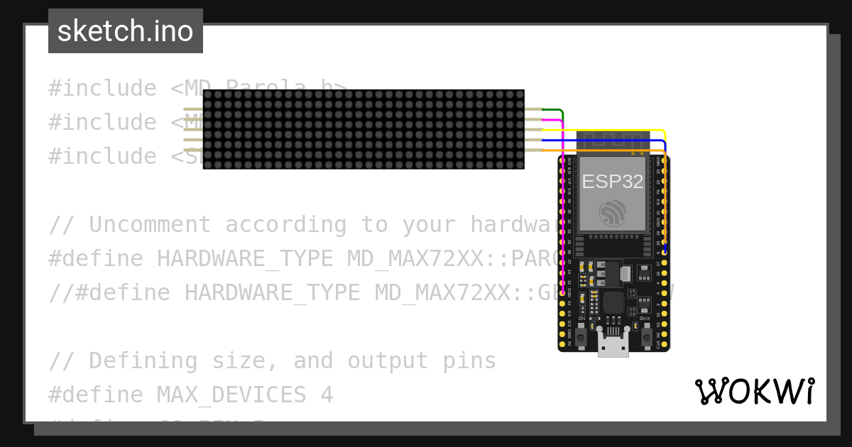 Dot Matrix Wokwi Esp32 Stm32 Arduino Simulator