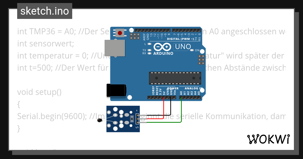 10 Temperatur messen - Wokwi ESP32, STM32, Arduino Simulator