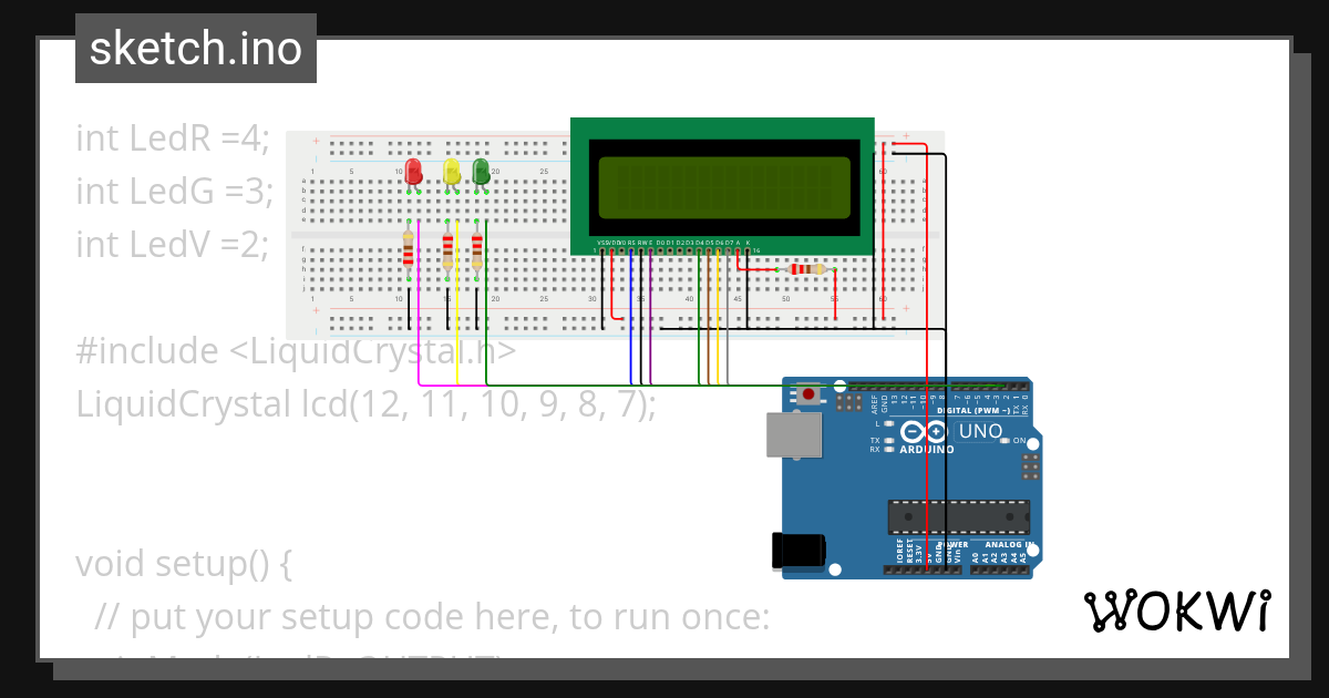 Semaforo con LCD - Wokwi ESP32, STM32, Arduino Simulator