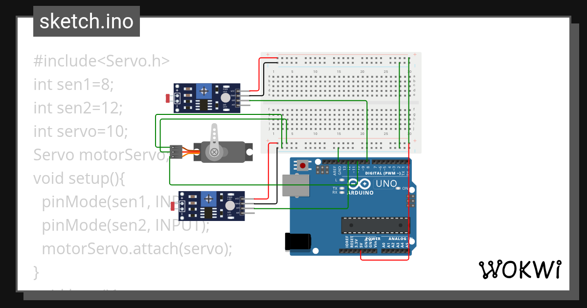 Sensor Y Servo Wokwi Esp32 Stm32 Arduino Simulator