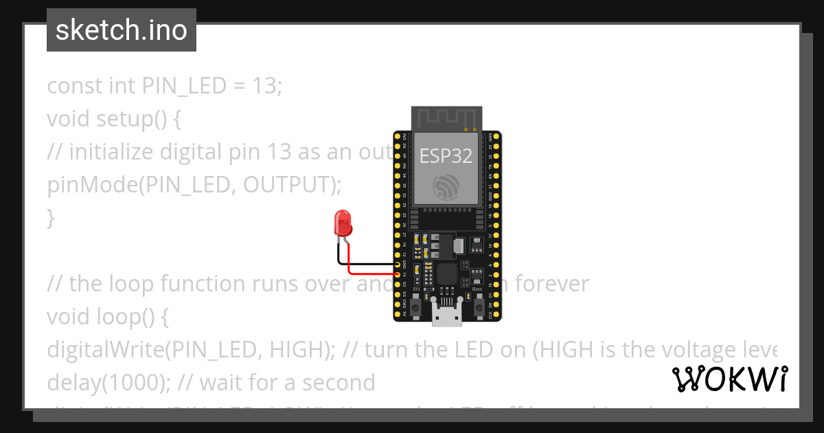 Ex 01 ไฟดับไฟติดทุก 1 วิ Wokwi Esp32 Stm32 Arduino Simulator 1869