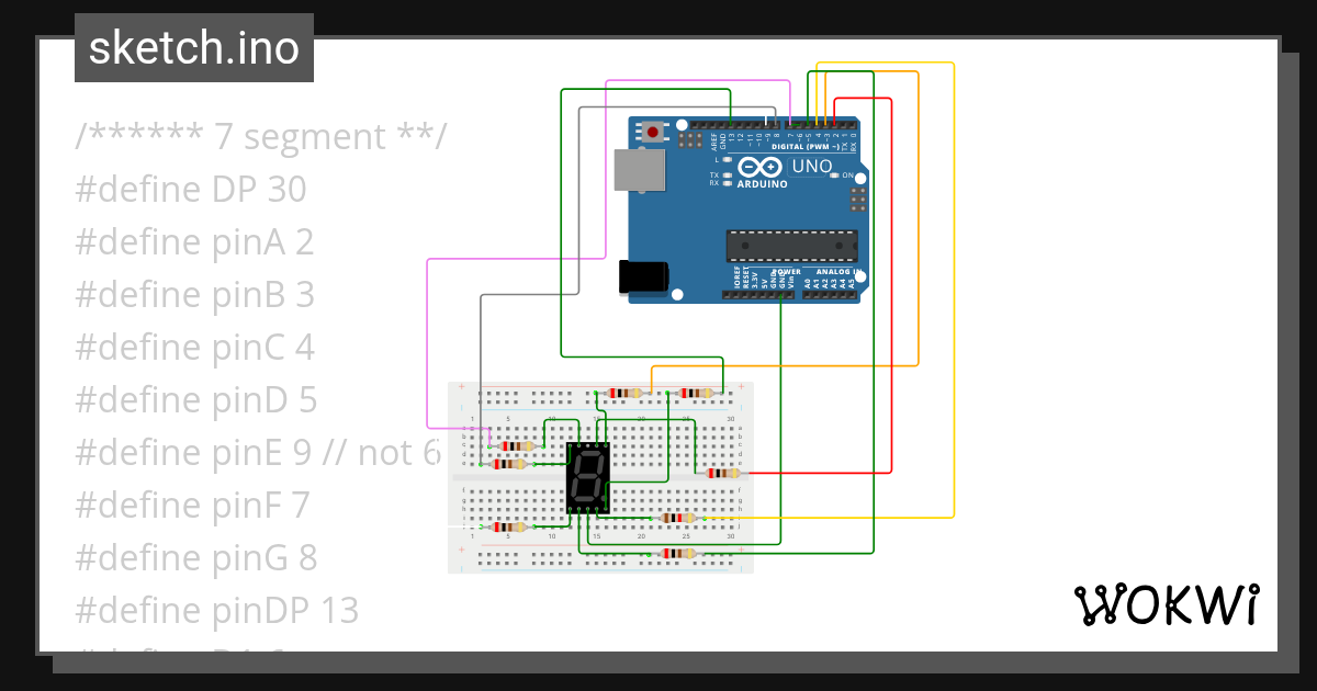7 segment display with Arduino - v2 Copy - Wokwi ESP32, STM32, Arduino Simulator
