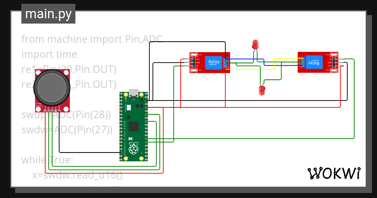 Relay control LED lex - Wokwi ESP32, STM32, Arduino Simulator
