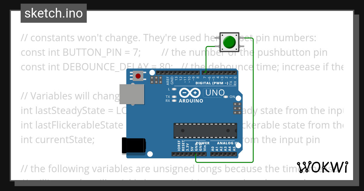Button_debounce - Wokwi ESP32, STM32, Arduino Simulator