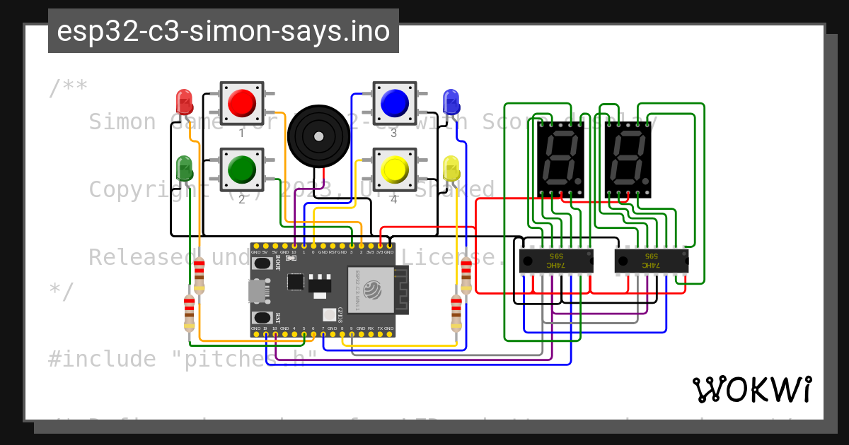 Simon Says Esp32 C3 Copy 2 Wokwi Esp32 Stm32 Arduino Simulator 0056